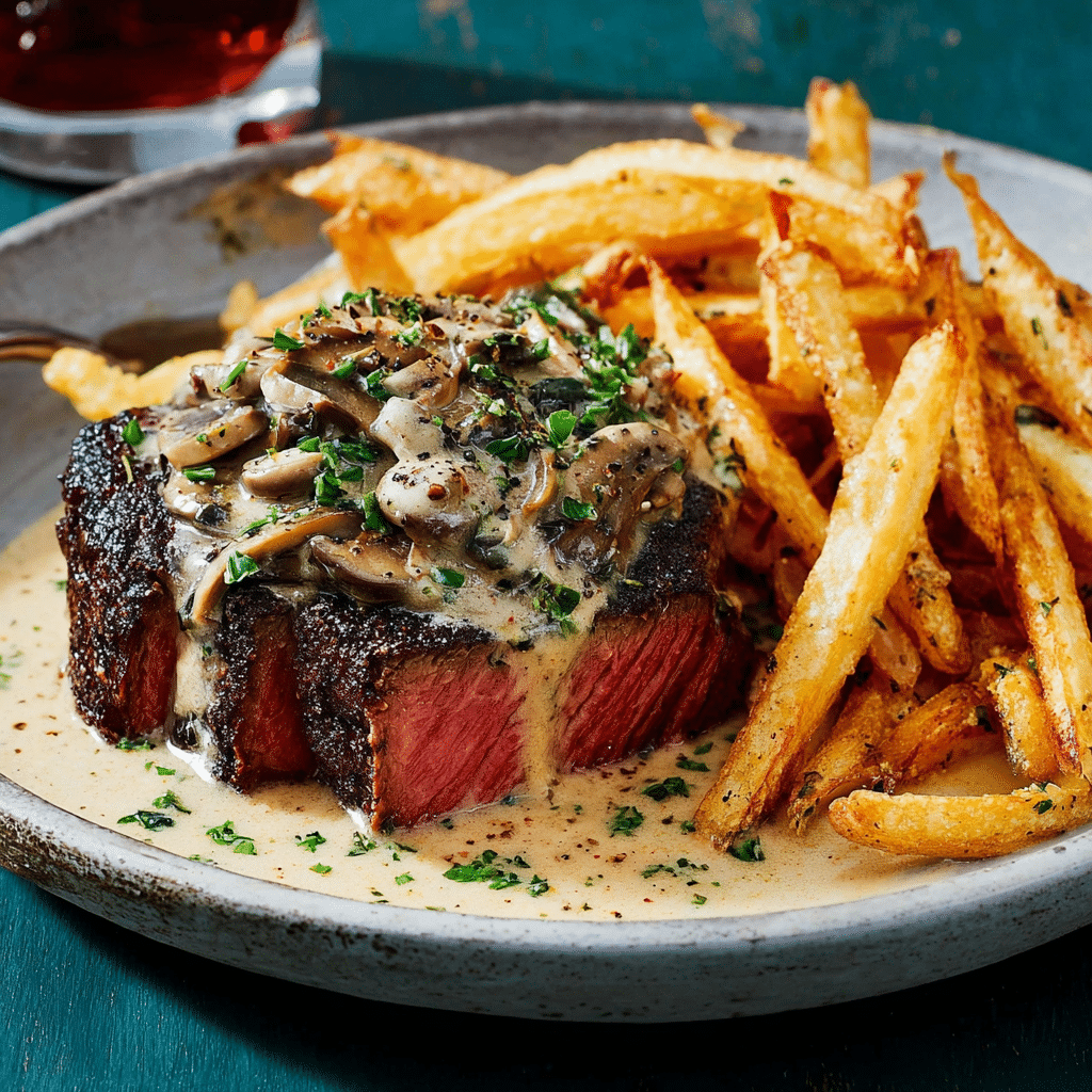 Beef Steak in Creamy Garlic Sauce